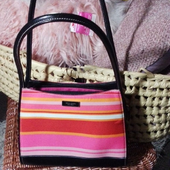 kate spade | Bags | Kate Spade Pink And Orange Striped Shoulder Bag ...